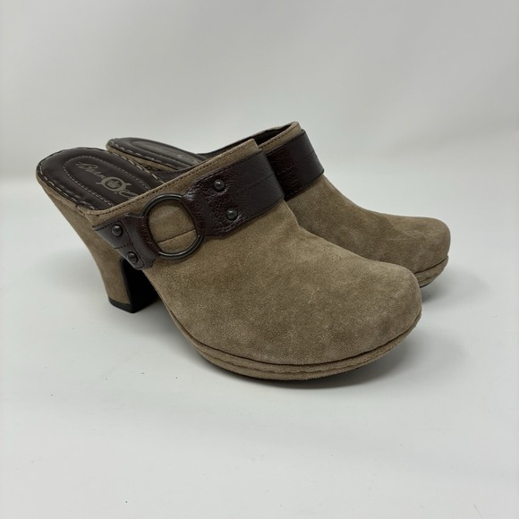 Born | Shoes | Born Crown Tan Brown Buckle Leather Suede Slide Mule ...
